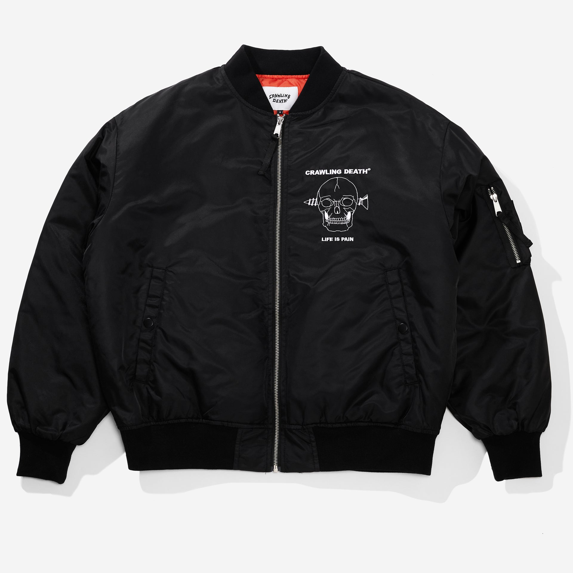 Crawling Death Screw Skull Bomber Jacket Black – Brick + Mortar